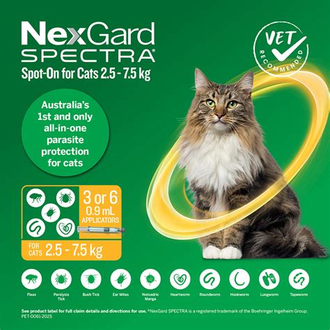 Nexgard Spectra Spot On For Cats 2 5 7 5kg 3 Pack 58 99