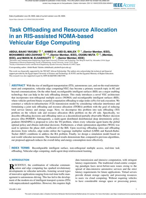 Pdf Task Offloading And Resource Allocation In An Ris Assisted Noma Based Vehicular Edge Computing