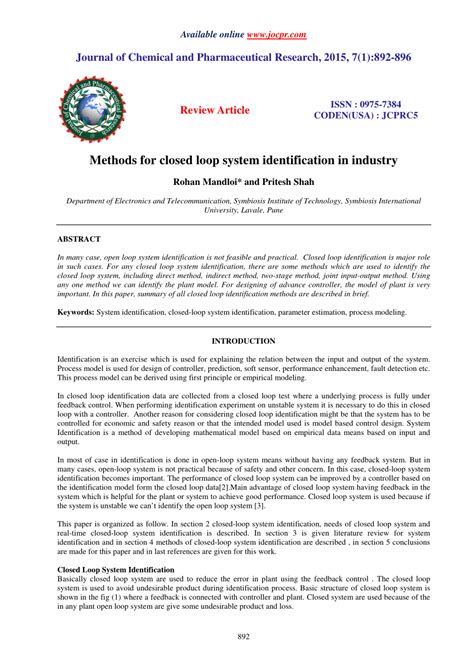 pdf methods for closed loop system identification in industry