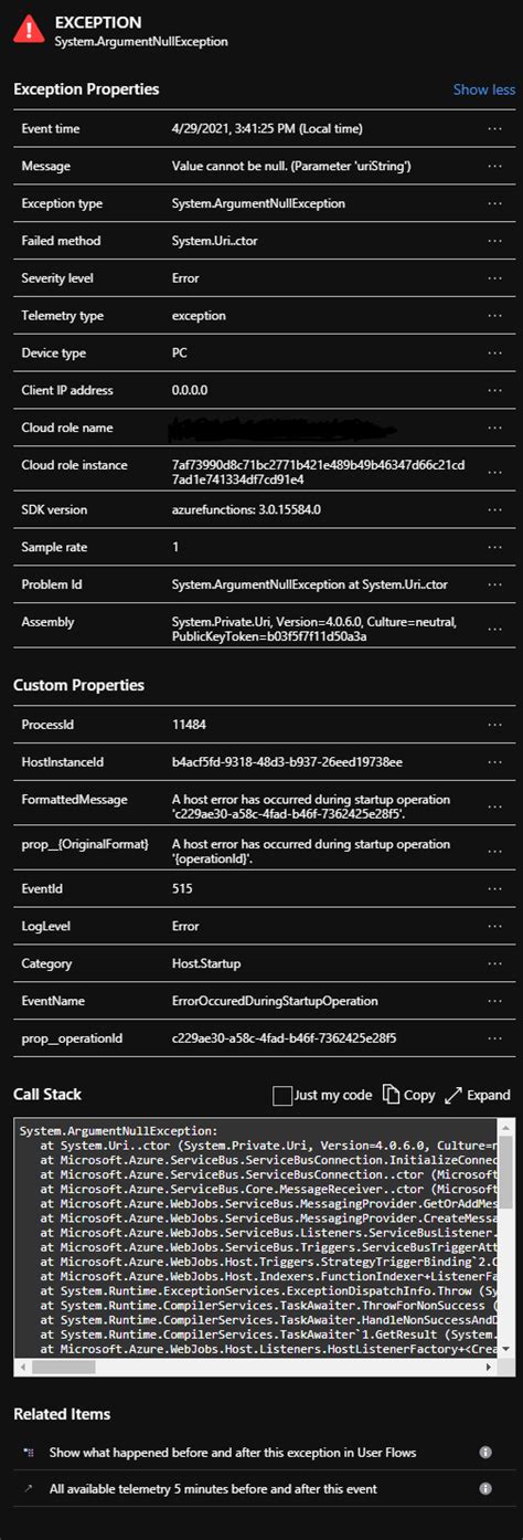 Getting System Argumentnullexception When Starting The Azure Function Issue Azure Azure