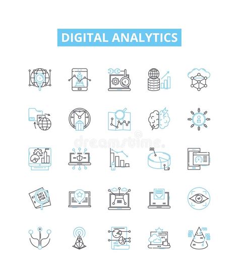 Performance Tracking Linear Icons Set Analytics Metrics Evaluations