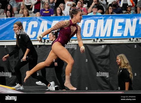 Oklahomas Danielle Sievers Celebrates After Competing In The Vault