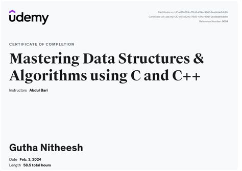 Gutha Nitheesh On Linkedin Completed Data Structures And Algorithms