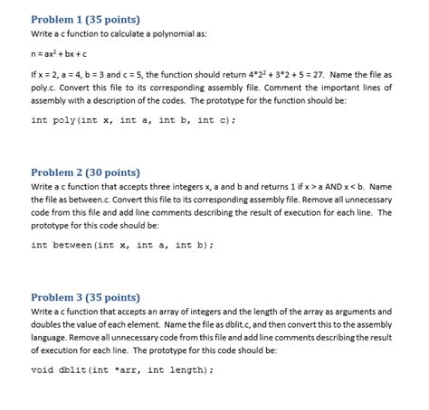 Solved Problem 1 35 Points Write A C Function To Calculate