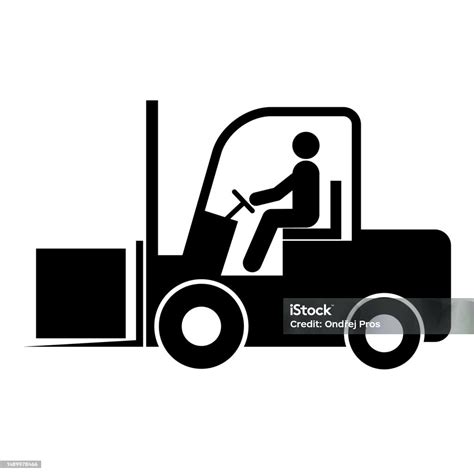 지게차 운송 아이콘 산업 차량 기계 기호 포크 트럭 창고 벡터 일러스트 레이 션 검은색에 대한 스톡 벡터 아트 및 기타 이미지 검은색 교통수단 기계류 Istock
