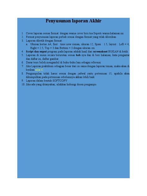 Penyusunan Laporan Akhir Praktikum Algoritma Dan Pemrograman Pdf Karier And Perkembangan