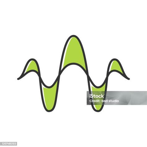 녹색 추상 중첩 파색 색상 아이콘입니다 소리 오디오 음악 리듬 물결 모양의 라인 진동 소음 진폭 레벨 추상 디지털 음파 파형 격리 벡터 일러스트레이션 로고에 대한 스톡 벡터