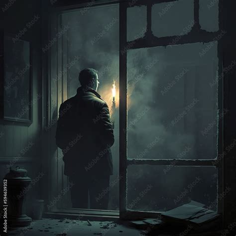Sad Man In A Dark Abandoned Room Ai Art Stock Illustration Adobe Stock