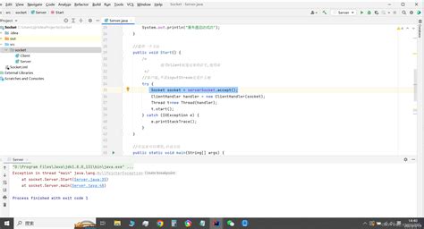 exception in thread “main“ java lang nullpointerexception at socket