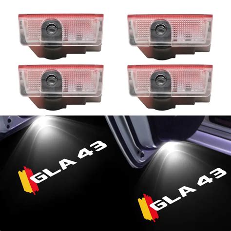 자동차 도어 웰컴 라이트 로고 Led 레이저 프로젝터 램프 2 4 개 메르세데스 벤츠 Gla 43 용 고스트 섀도우 라이트 자동차 도어 라이트 Aliexpress