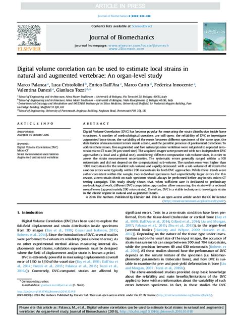 Pdf Digital Volume Correlation Can Be Used To Estimate Local Strains