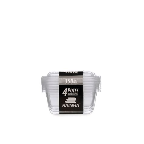 Conjunto De 4 Potes Quadrados 350ml Carrefour