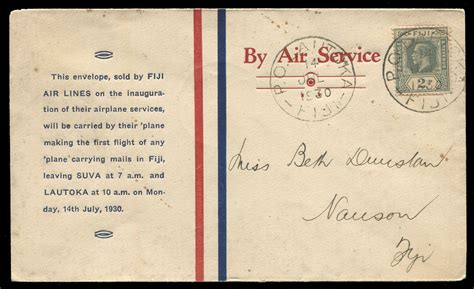 Fiji Postal History Early Flight Covers 14 July 1930 Lautoka Suva