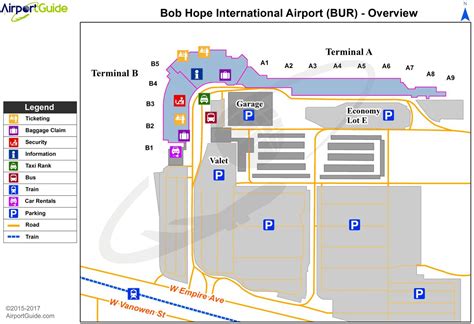 Burbank Airport Map Bur Airport Map California Usa