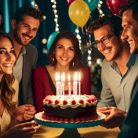 A Group Of People Are Celebrating A Birthday With A Cake That Says Quot