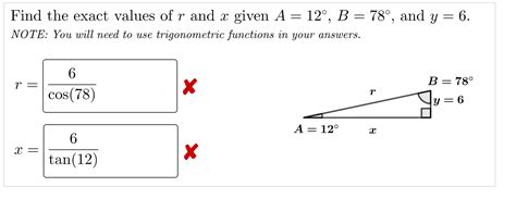 Solved Find The Exact Values Of R And X Given A B Chegg