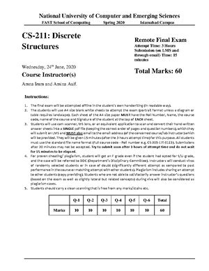 Discrete Mathematics Assignment National University O F C O M P U T E R E M E R G I N G S
