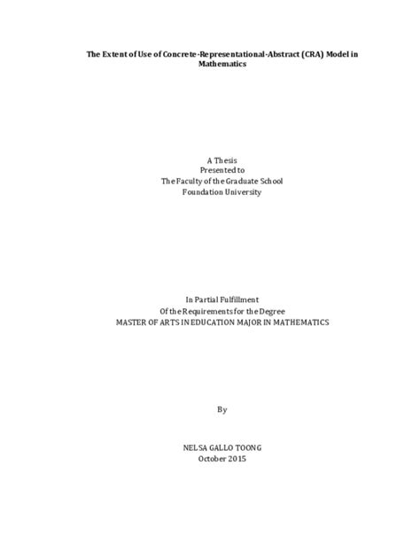 Pdf The Extent Of Use Of Concrete Representational Abstract Cra Model In Mathematics