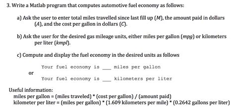 Solved Write A Matlab Program That Computes Automotive Chegg