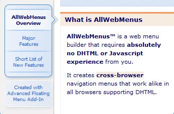 Examples Of AllWebMenus Floating Menu Add In Enhance Your Web Menu