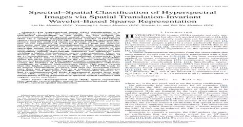 spectral u0026 x02013 spatial classification of hyperspectral data