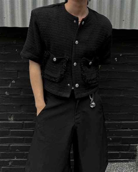 Md추천 유닉 스냅 트위드 하프 자켓 2col 이치반