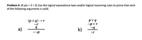 Solved Problem Pts Use The Logical Equivalence Chegg Com