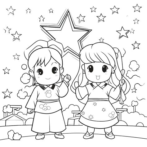 Coloring Of The Star Festival This Is A Line For Coloring Of Tanabata