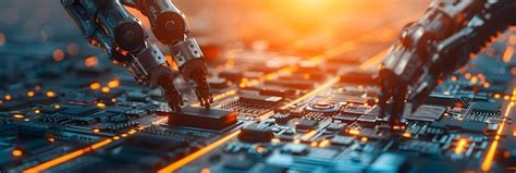 Robot Arms Assembling Electronic Components Premium Ai Generated Image