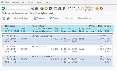 spro pr assignment and processing me57 screen documentation