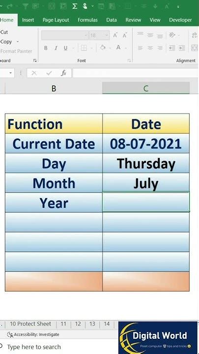Ms Excel Tricks And Tips 2021date Functions Shorts Computer Msexcel