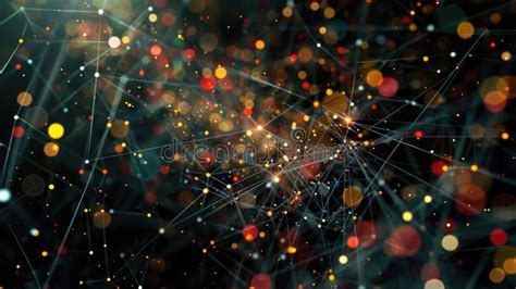 Abstract Visualization Of Glowing Dots And Lines On A Dark Background Aig53 Stock Illustration