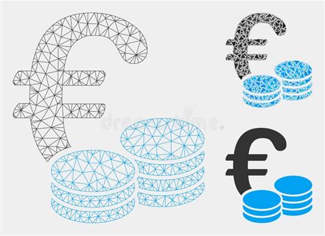 Euro Coins Vector Mesh Wire Frame Model And Triangle Mosaic Icon Stock Vector Illustration Of