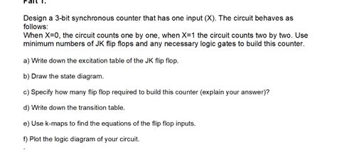 Solved Design A 3 Bit Synchronous Counter That Has One Input