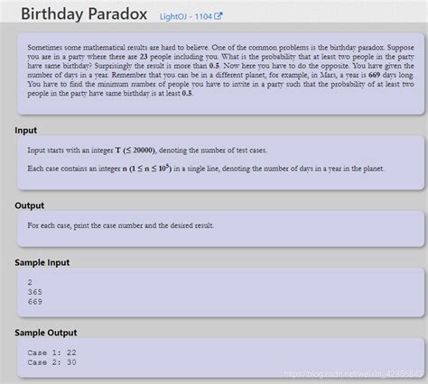 Birthday Paradox（生日悖论）（概率） Csdn博客