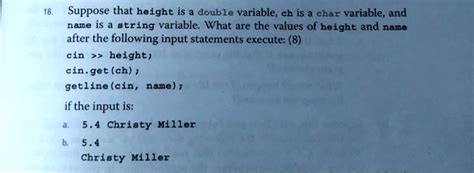 Video Solution Suppose That Height Is A Double Variable Ch Is A Char