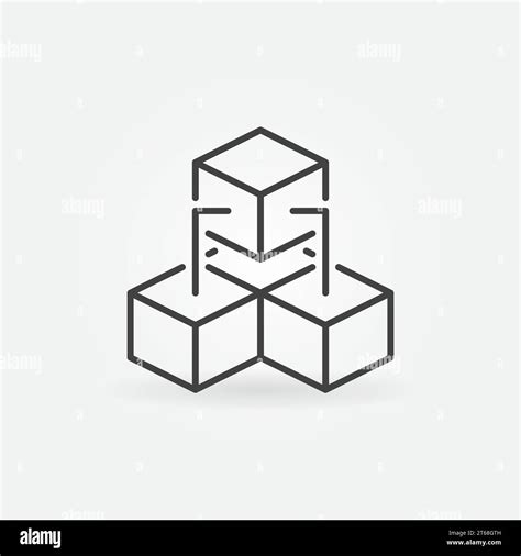 Three Connected Blocks Blockchain Technology Linear Vector Concept Icon Or Logo Element Stock