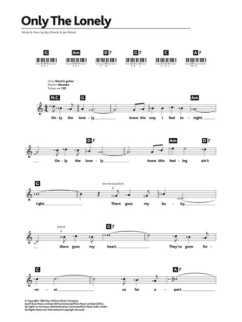 Download Roy Orbison Only The Lonely Sheet Music And Pdf Chords