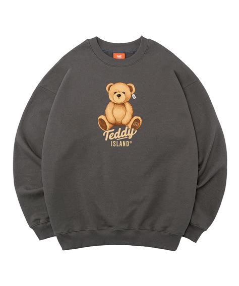클래식 테디베어 맨투맨 Charcoal Teddy Island® 테디아일랜드