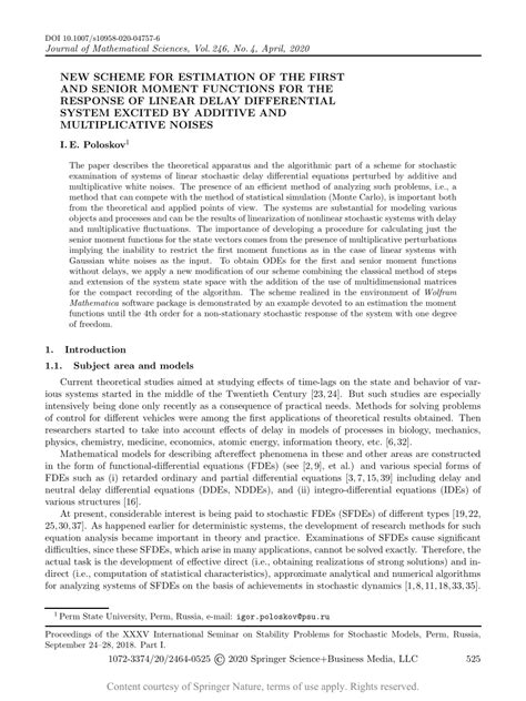 New Scheme For Estimation Of The First And Senior Moment Functions For The Response Of Linear