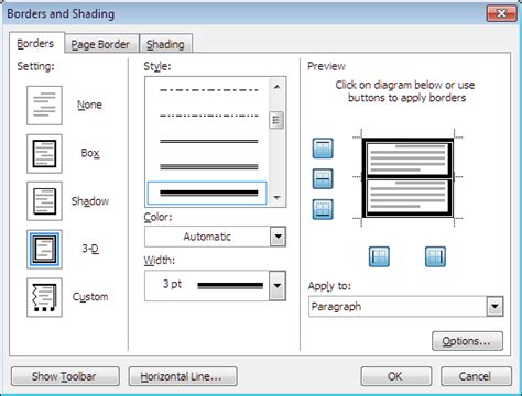 Using Borders In Word 2003 And Earlier