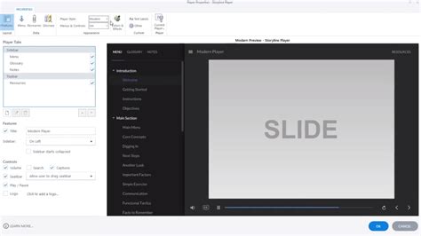 how to switch from classic to modern player in storyline 360