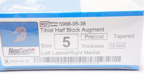 Zimmer 5988 05 38 Nexgen Complete Knee Solution Tibial Half Block Augm