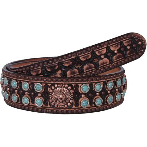 B724 Brown Vintage Tooled Belt Double J Saddlery