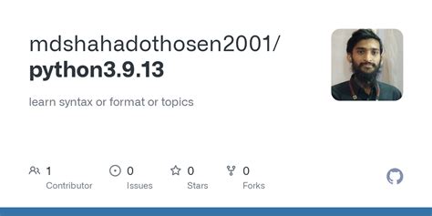 GitHub Mdshahadothosen Python Learn Syntax Or Format Or Topics