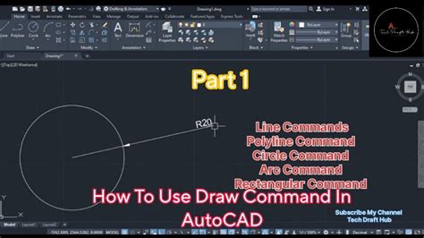 Part 1 How To Use Draw Command In Autocad Line Polyline Circle Arch Rectangular Command
