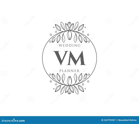 Vm Initials Letter Wedding Monogram Logos Collection Hand Drawn Modern