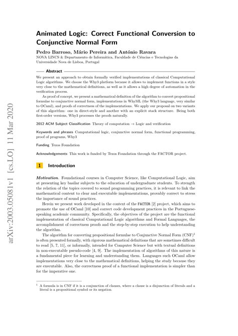 Pdf Animated Logic Correct Functional Conversion To Conjunctive Normal Form