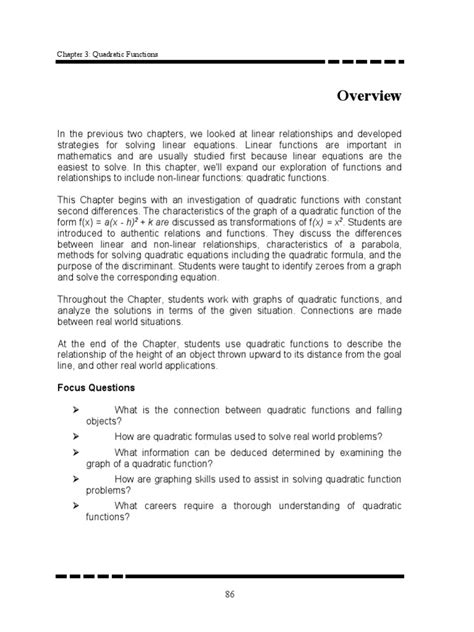 Advanced Math Chapter 3 Quadratic Functions Pdf Quadratic Equation