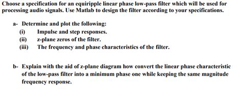 Choose A Specification For An Equiripple Linear Phase